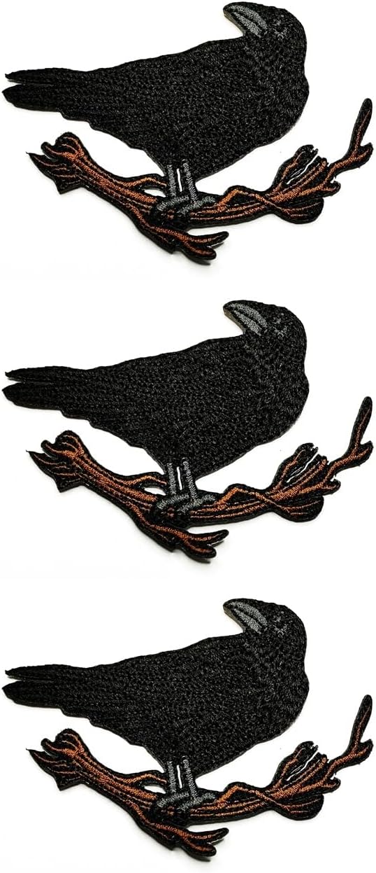 Amazon.com: ONCEX 3PCS. Black Crow Raven Patch Cartoon Sticker Iron On ...