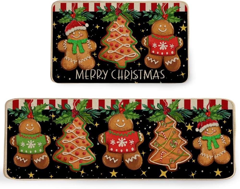 Amazon.com: Ceenna 2 Pcs Winter Kitchen Rugs and Mats Set Snowflakes ...