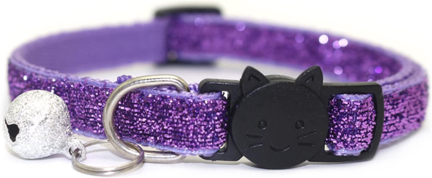 Pet Supplies : Purple Cat Collars with Bells,Breakaway Kitten Collar ...
