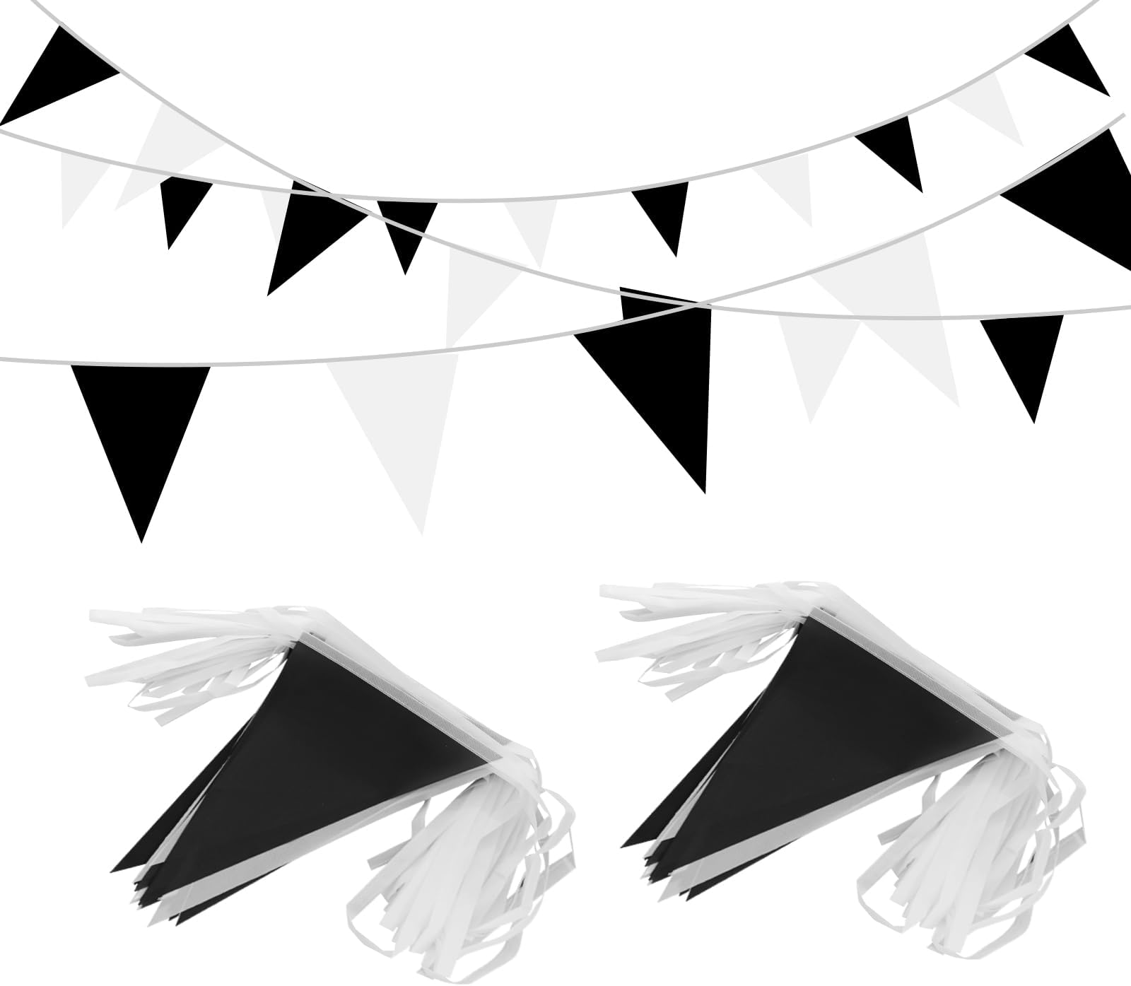 Amazon.com: LUSEOAN 100Ft Black and White Pennant Banner Flags String ...