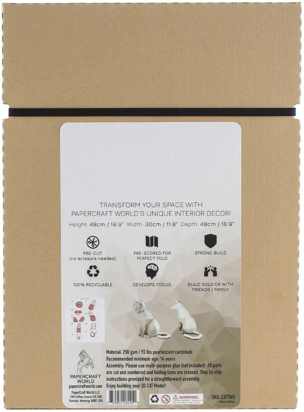 Buy Papercraft World 3D PAPERCRAFT Model CAT, One Size Online at ...