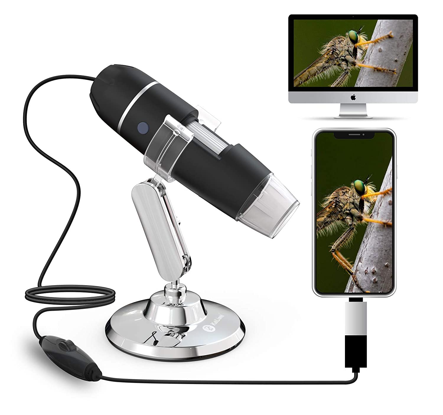 Atdaraz 3 in1 USB Digital Microscope 40X to 1000X, 8 LED Magnification ...