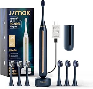 Amazon.com: JIMOK Sonic Electric Toothbrush for Adults - Blue, 45,000 RPM, 3 DuPont & 3 Toray ...