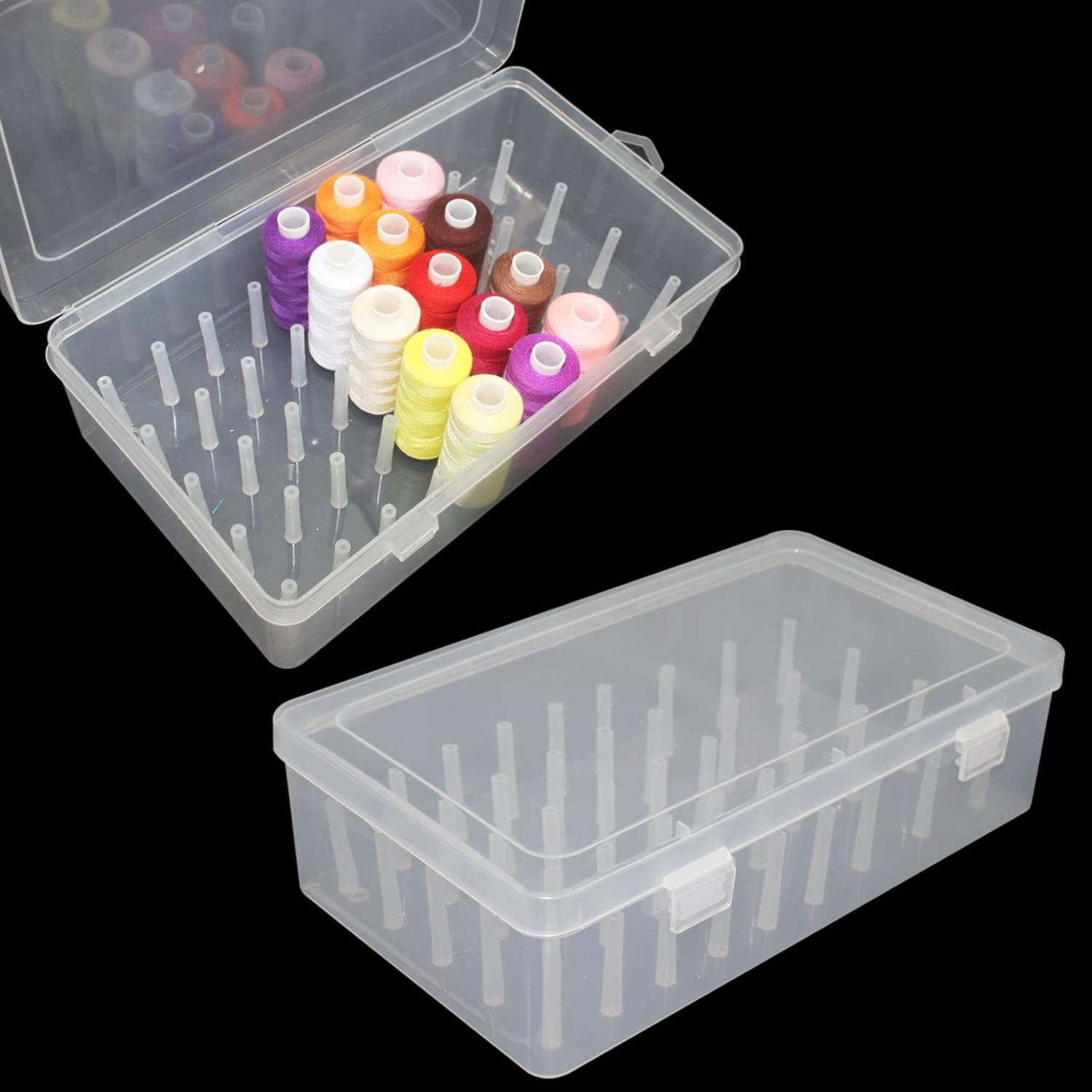 Amazon.com: 42 Spools Thread Holder Organizer Clear Sewing Storage Box ...