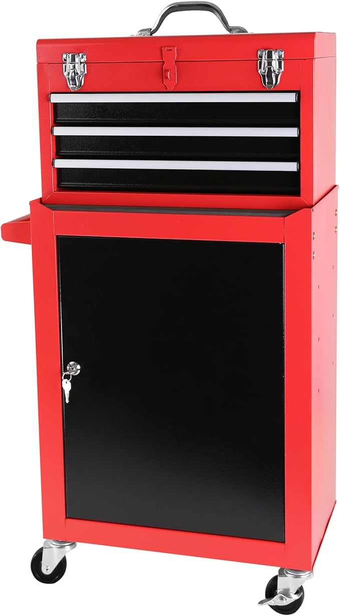 Amazon.com: PULLAFUN 3 Drawer Tool Chest with Wheels & Lock & Key,Metal ...