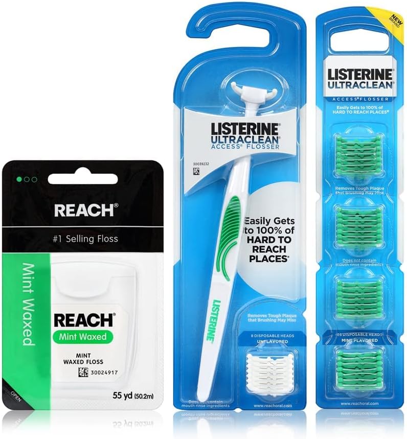 Amazon.com: Reach Waxed Floss & Listerine Ultraclean Access Flosser ...
