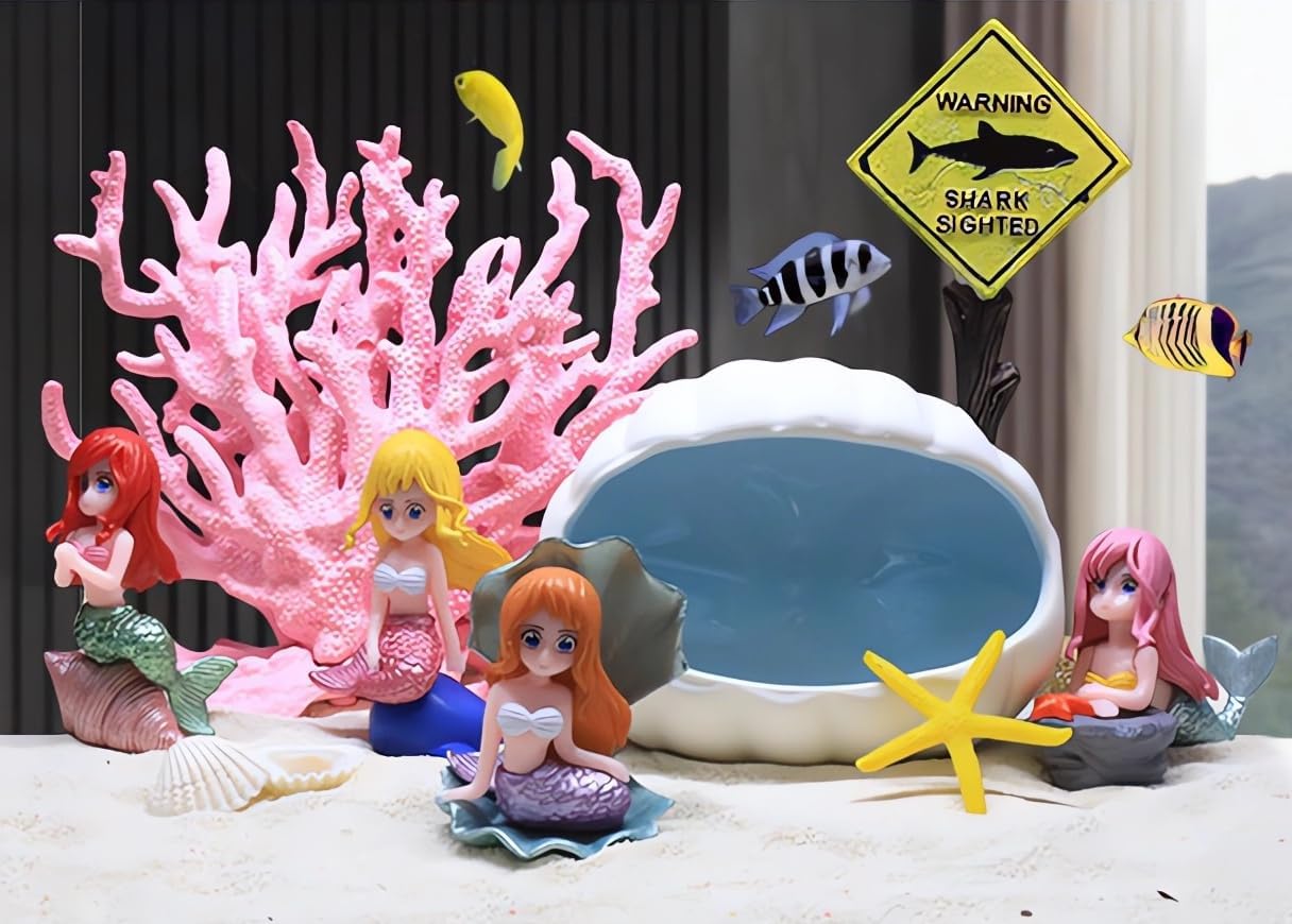 Amazon.com: YZHZOM Mermaids Fish Tank Decorations Set - 8 Pieces ...