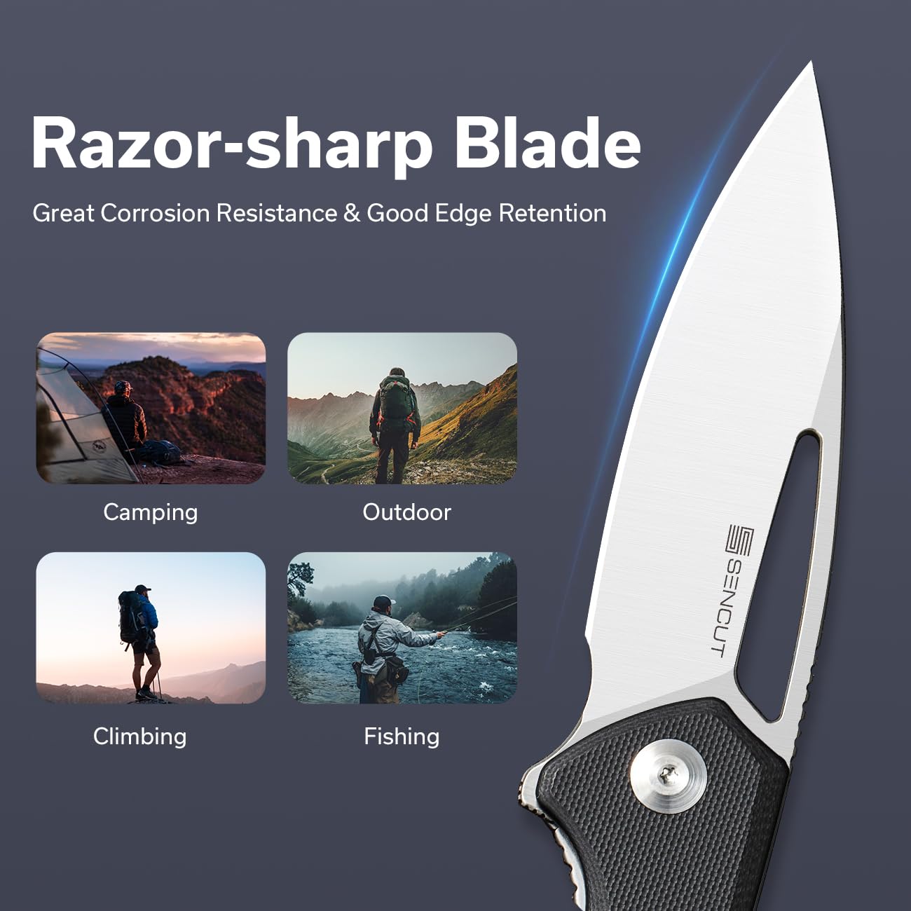 Snapklik.com : SENCUT Mims Pocket Knife For Men, Camping Folding Knife