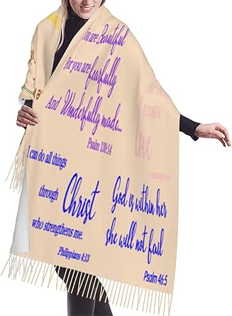 Beige Bible Verse Winter Scarf Inspirational Quotes Christian Scripture ...
