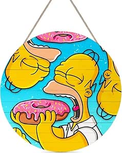 Amazon.com: UOAIUDT Homer Simpson Eats Donut Wooden Sign Home Wall ...