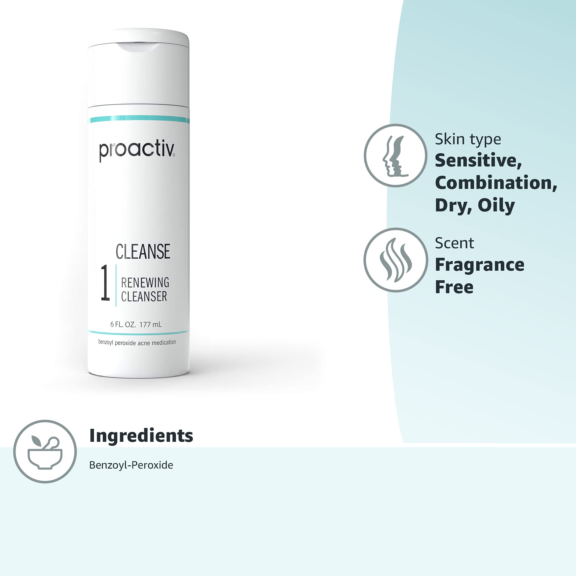 Proactiv Acne Cleanser - Benzoyl Peroxide Face Wash and Acne Treatment ...