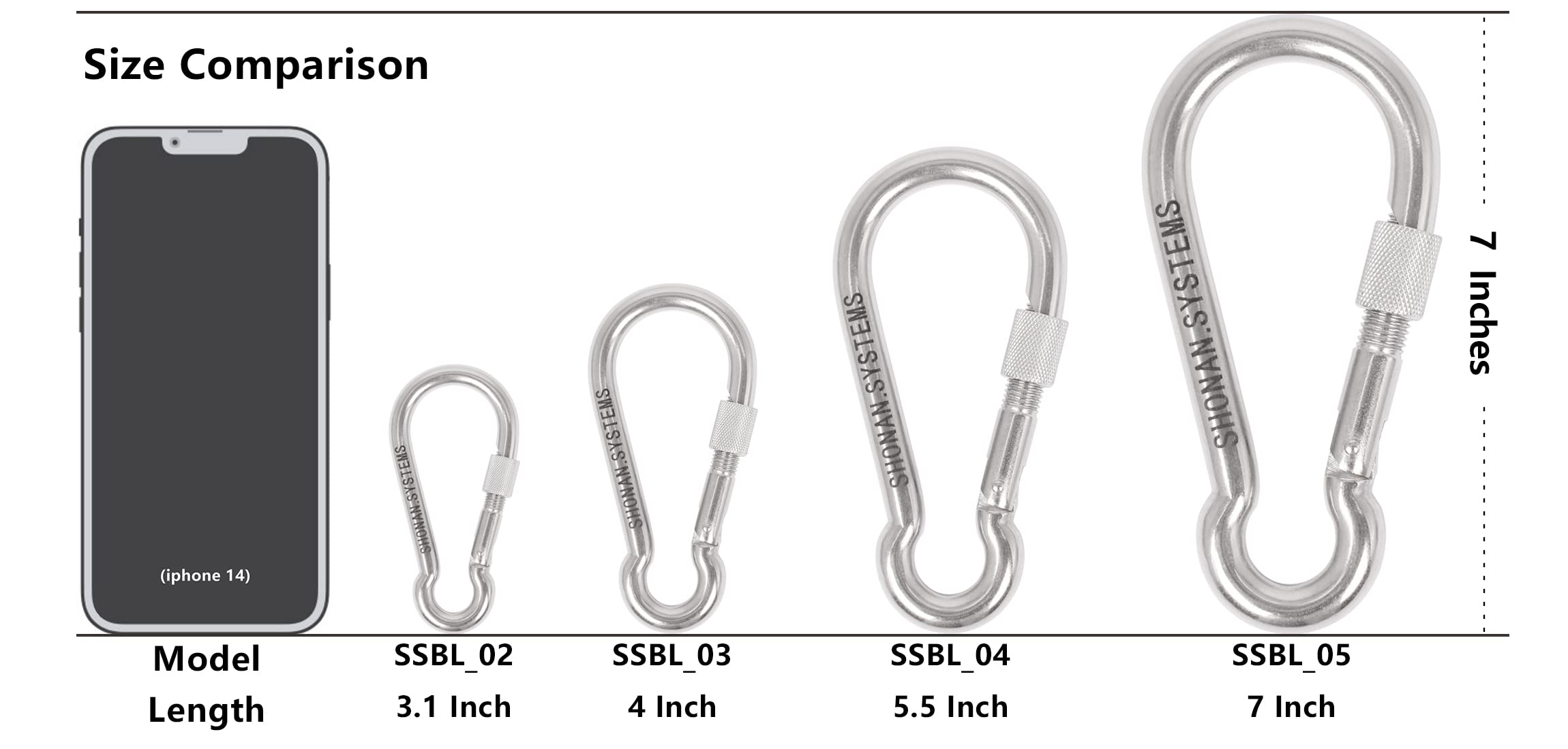 Snapklik.com : SHONAN 3.1 Inch Large Locking Carabiner, 4 Pack Heavy ...