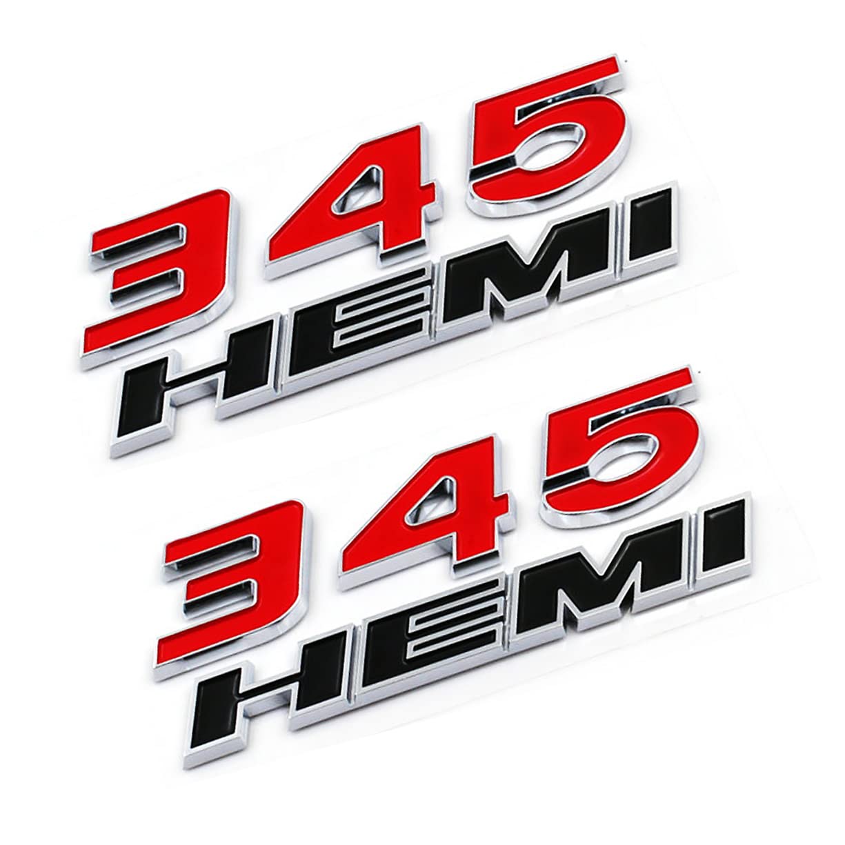 2PCS 345 HEMI Emblems Badge Alloy Decal 3D Logo Nameplate Replacement