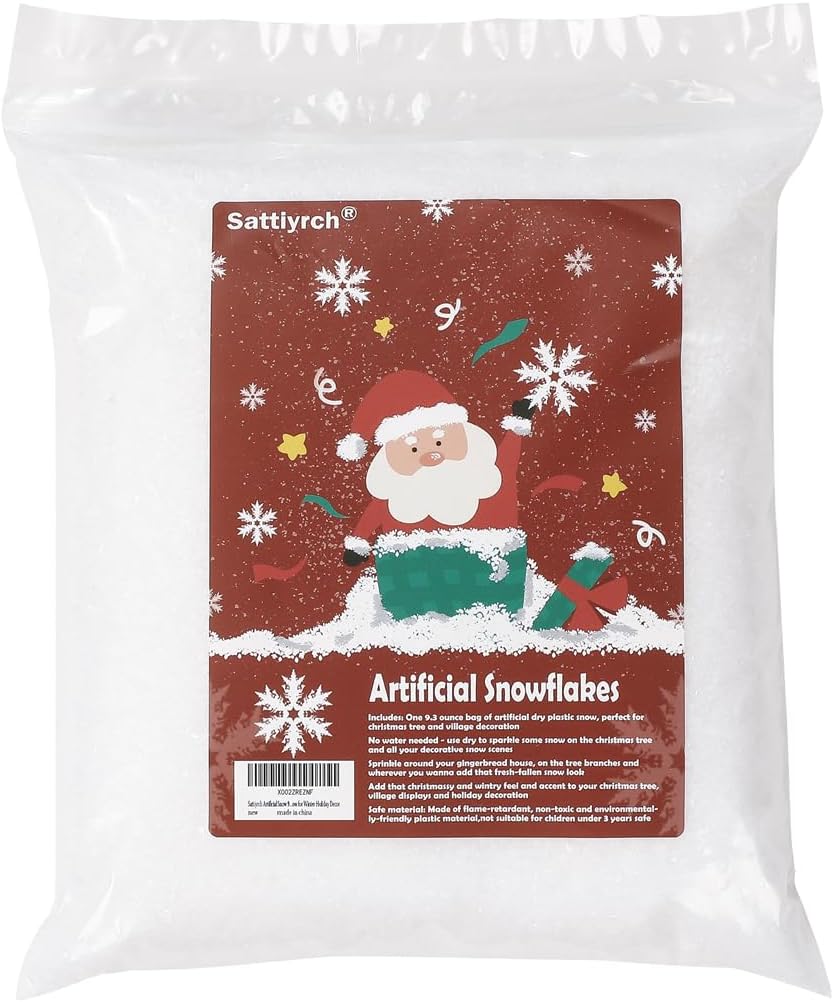 Amazon.com: Sattiyrch Artificial Snow 9.3 Ounces Fake Snow Flakes for ...
