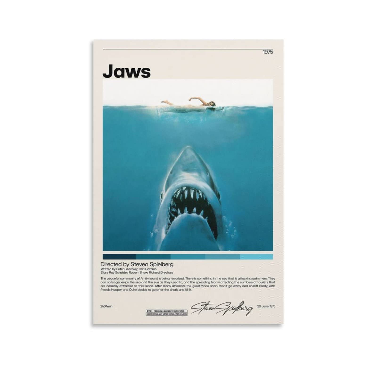 Jaws Minimalist Poster Jaws" Poster Made Out Of 202 Solid Curves,