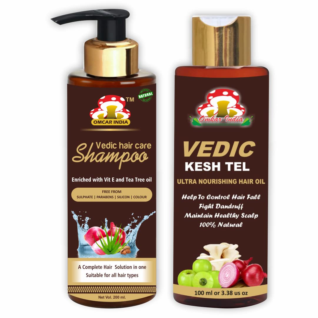 OMKAR INDIA VEDIC KESH TEL 100ML & VEDIC HAIR CARE SHAMPOO250ML (COMBO ...