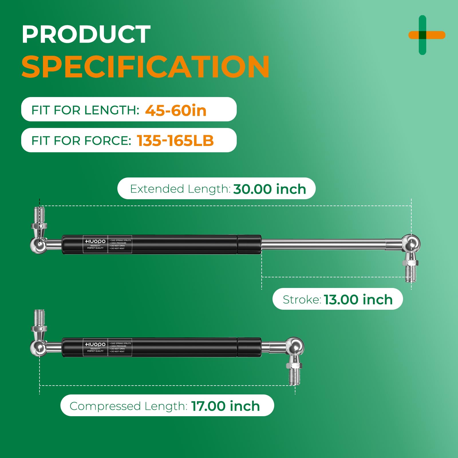 Snapklik.com : HUOPO 30 Inch Gas Struts For Heavy Lid, 150lb/667N Lift ...