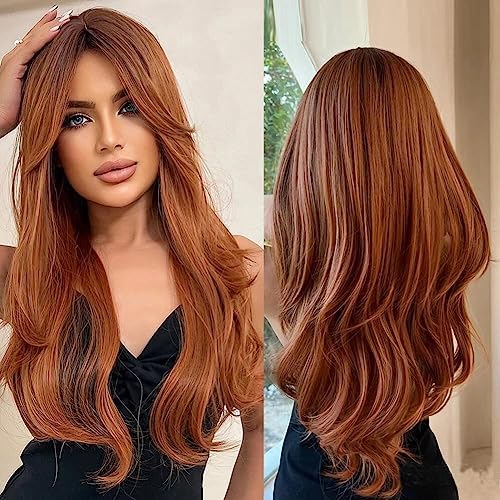 Amazon.com : XIXIBI Red Wigs with Bangs, Wine Red Wigs for Women Long ...