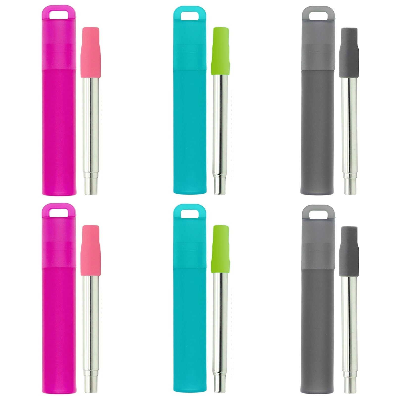 Amazon.com: NAIVELY-Reusable Straws 6 Pack Collapsible Portable ...