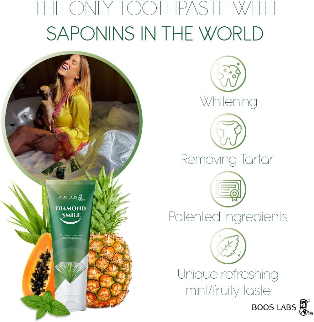 BOOS LABS Diamond Smile, 200ml Patented Enzymatic Whitening Toothpaste ...