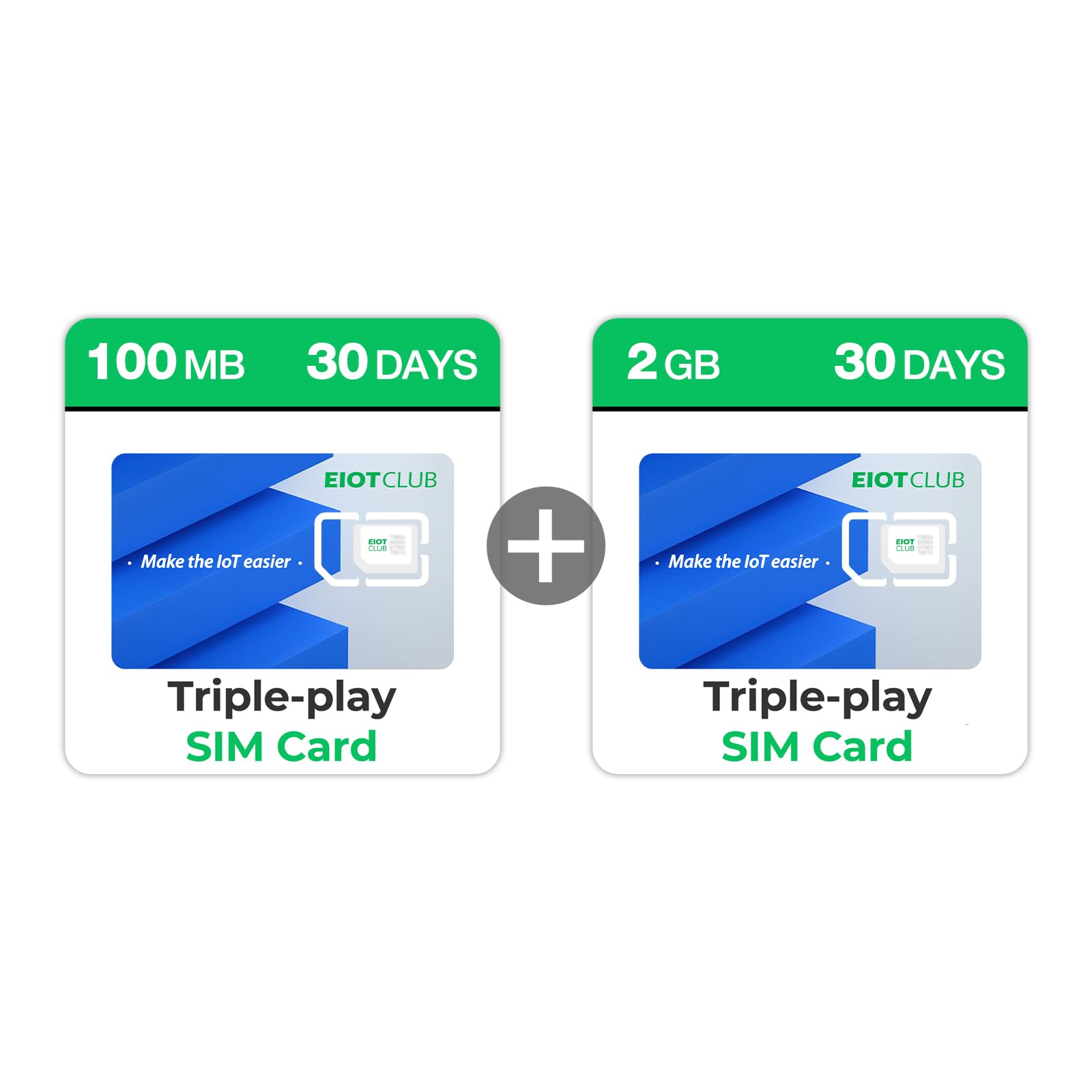 Amazon.com: EIOTCLUB Data Only SIM Card Triple Play (100mb Trial +2GB ...