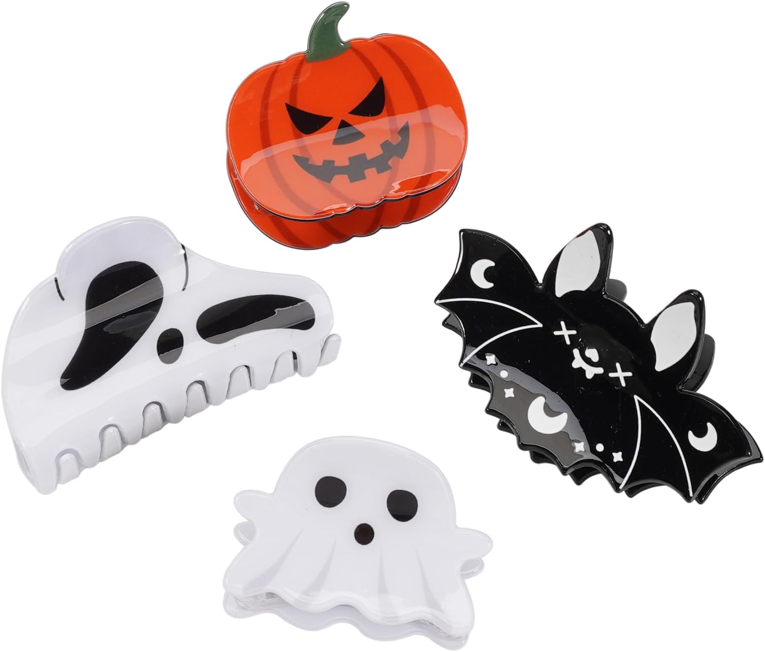 Amazon.com : 4pcs Pumpkin and Ghost Hair Claw Clips, Halloween Hair Jaw ...