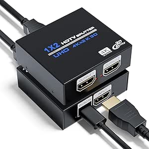 HDMI Splitter 1 in 2 Out 4K 30Hz, HDMI Duplicator Adapter, 1 to 2 ...