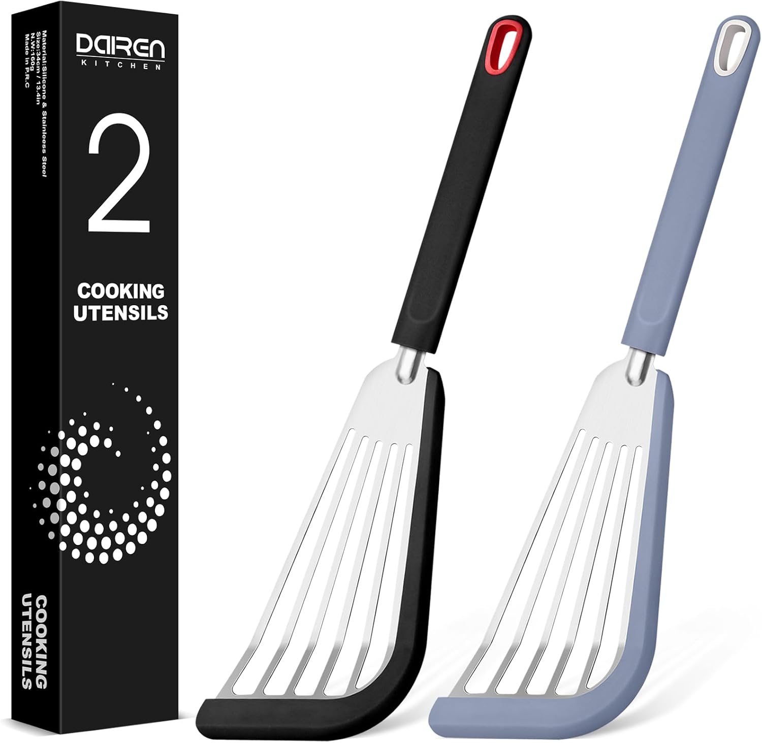 Amazon.com: Silicone Fish Spatula Turner Set of 2, Thin Slotted ...