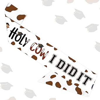 Amazon.com: Highland Cow Graduation Decorations Holy Cow I Did It Sash ...