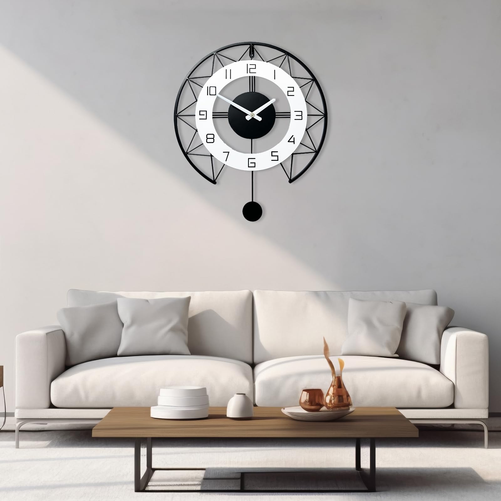 Amazon.com: Pendulum Clock, 20X23 Inch Large Wall Clock Silent Non ...