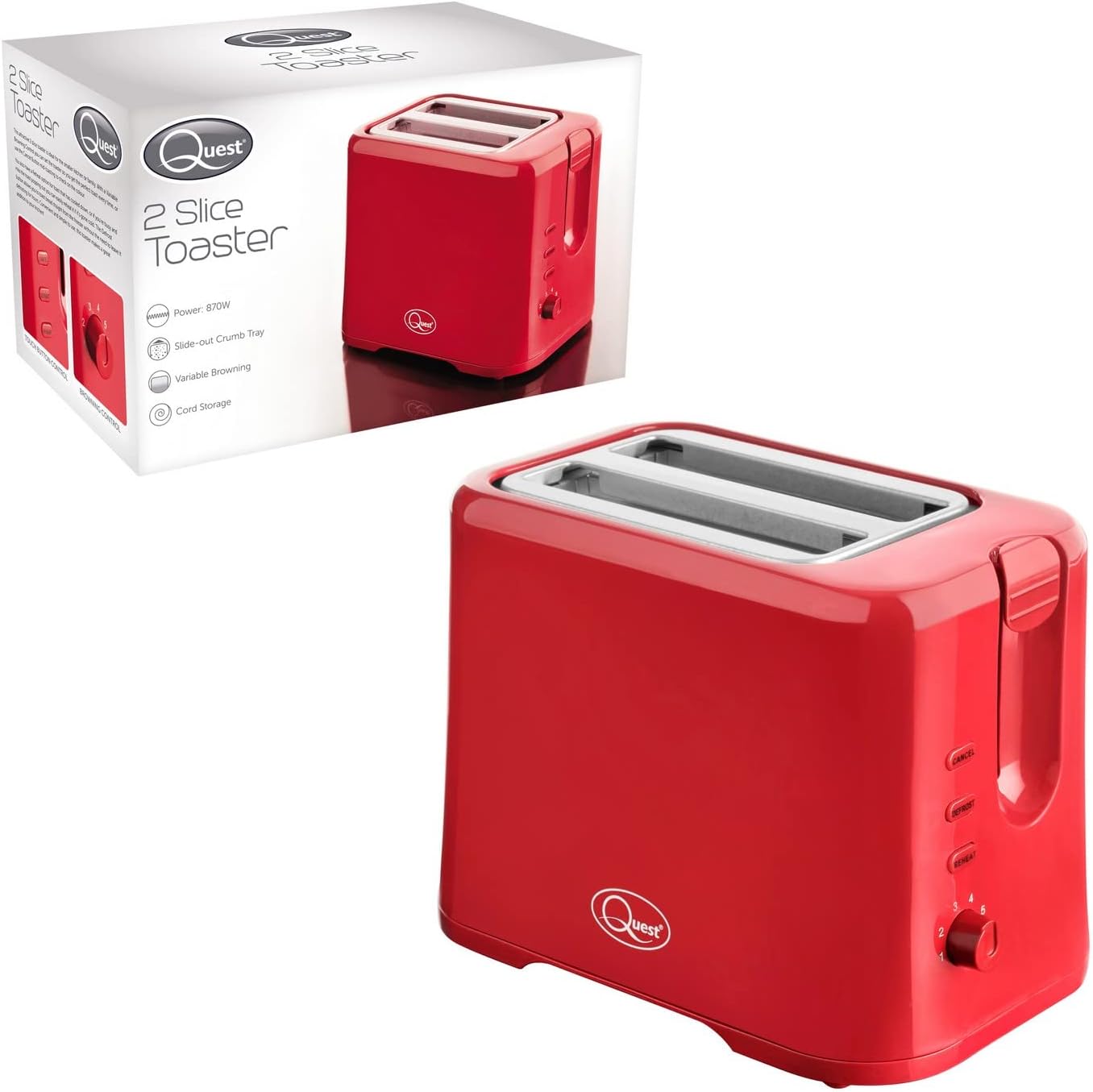 Quest 34299 2 Slice Toaster / Variable Browning Control / Reheat and ...