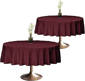 Amazon.com: Winwingo 60x60 Round Table Cloth - 2 Pack Burgundy Washable ...