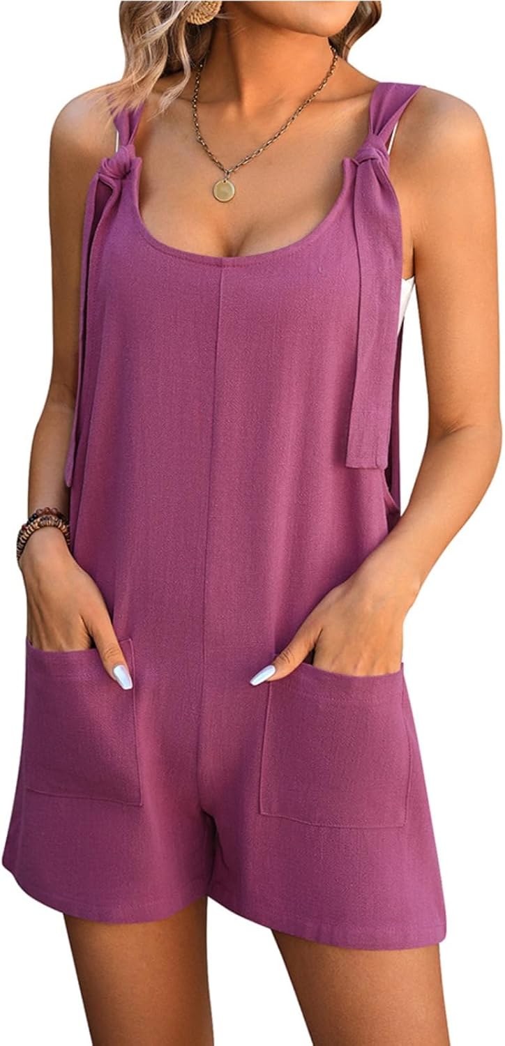 Women's Summer Overalls Casual Sleeveless Rompers Tank Wide Leg Loose ...
