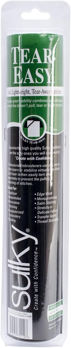 Amazon.com: Sulky Tear-Easy Stabilizer - White - 12'' x 11 yd. Roll