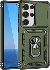 Amazon.com: KUXNGUYI Kickstand Case for Samsung Galaxy S25 Ultra 5G with Slide Lens Cover ...