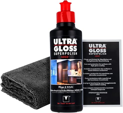 Möbel Politur Bundle - Ultra Gloss Superpolish Küche 0,25L + Booklet + detailmate Poliertuch ...
