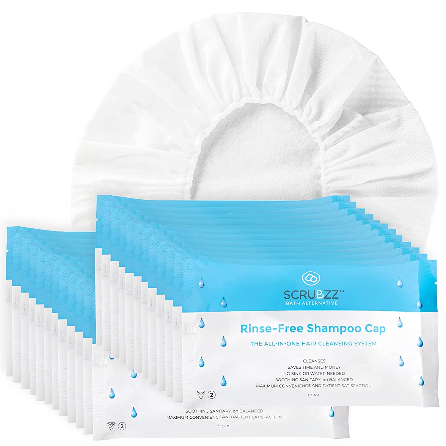 Amazon.com: Scrubzz Rinse Free Shampoo Caps, Shampoo Caps for Bedridden ...