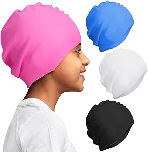 Amazon.com : Sintuff 4 Pcs Swim Caps for Braids and Dreadlocks Kids ...