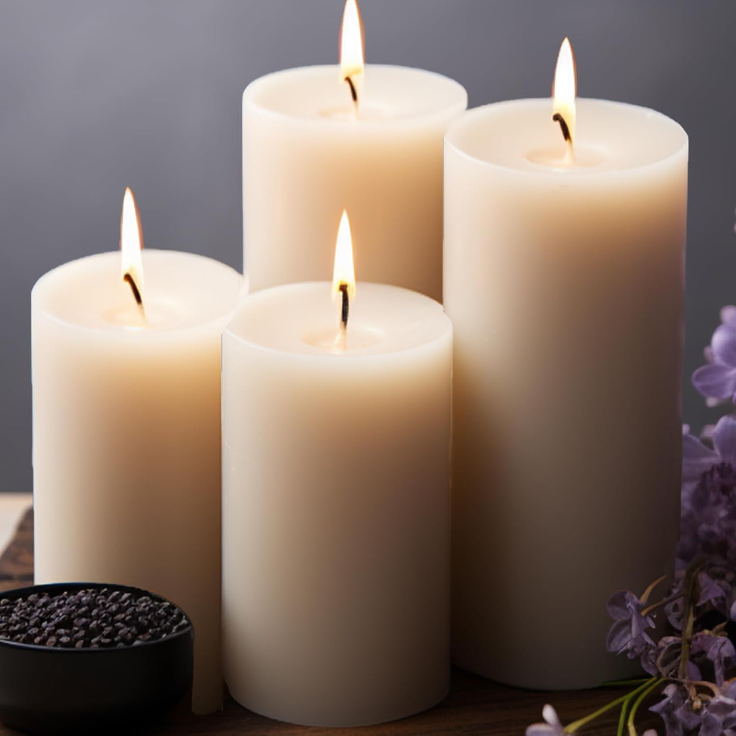 Amazon.com: Unscented Ivory Pillar Candles Set of 6-2.8x4 inch ...