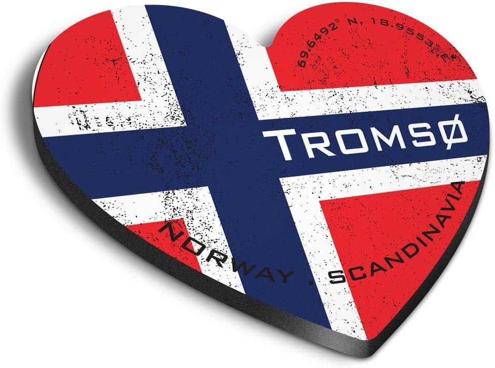 1x Heart MDF Magnet 6cm - Tromso Tromsø Norway Flag Norwegian - Fridge ...
