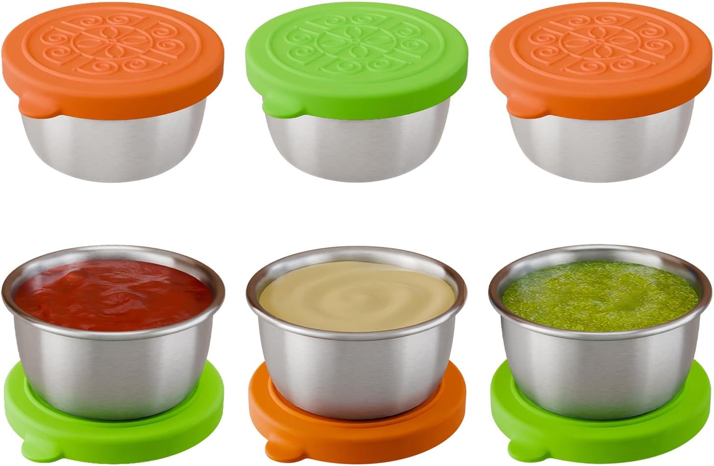 Amazon.com: 6 Pack 1.6 oz Salad Dressing Container To Go,18/8 Stainless ...