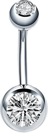 JFGDVW Stainless Steel Belly Button Bars, White Belly Bar, Belly Button ...