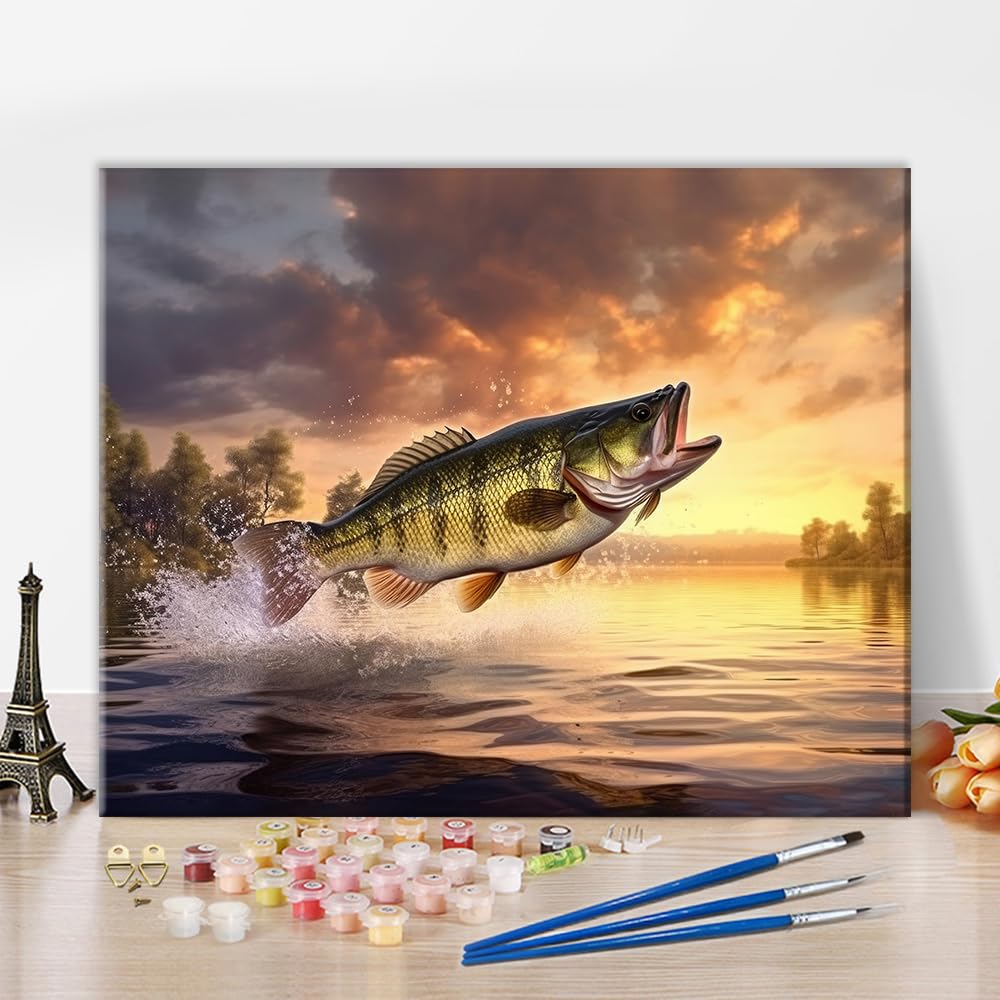 Amazon.com: TUMOVO Largemouth Bass Paint by Numbers for Adults Fish ...
