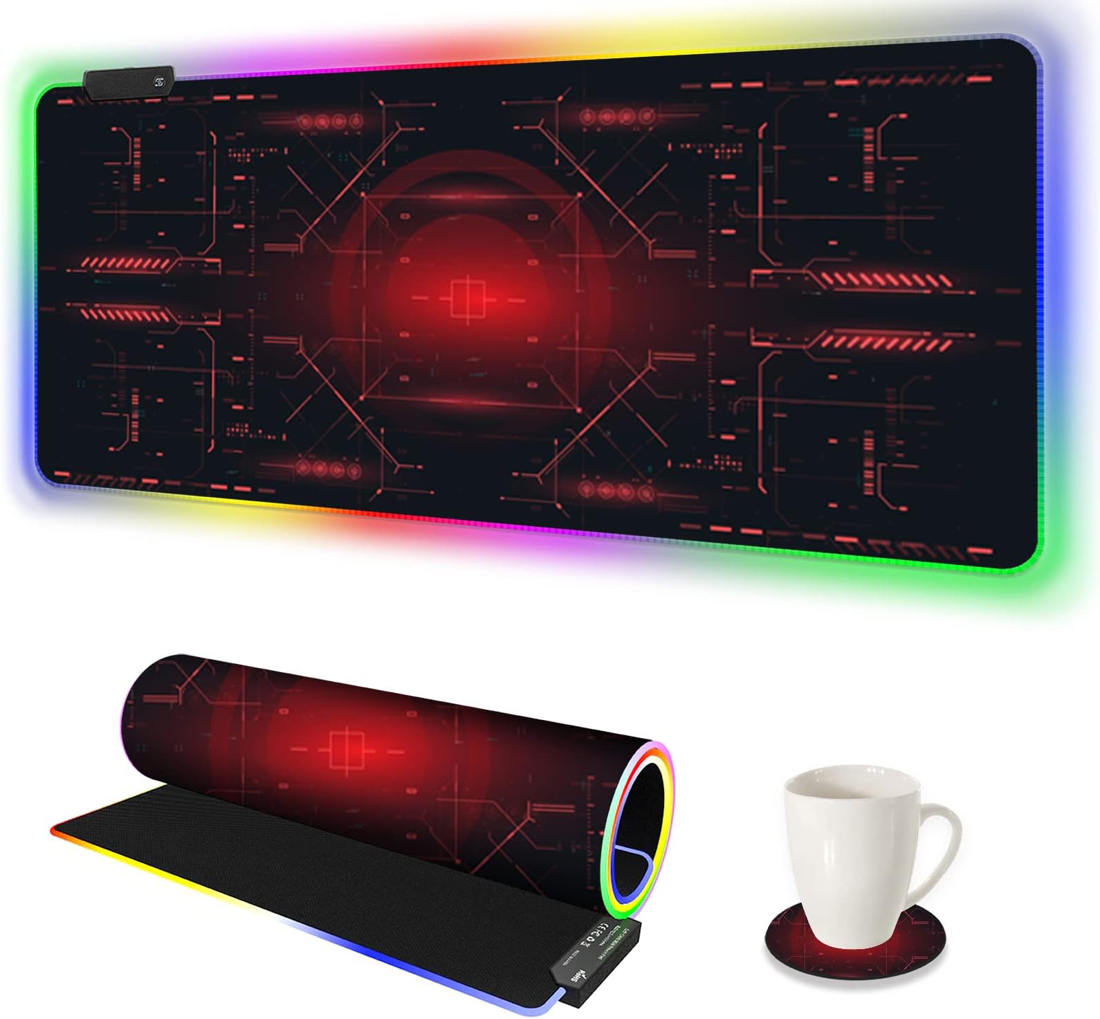Amazon.com: RGB Mouse Pad,Gaming Mouse Pad - 15 Light Modes Extended ...