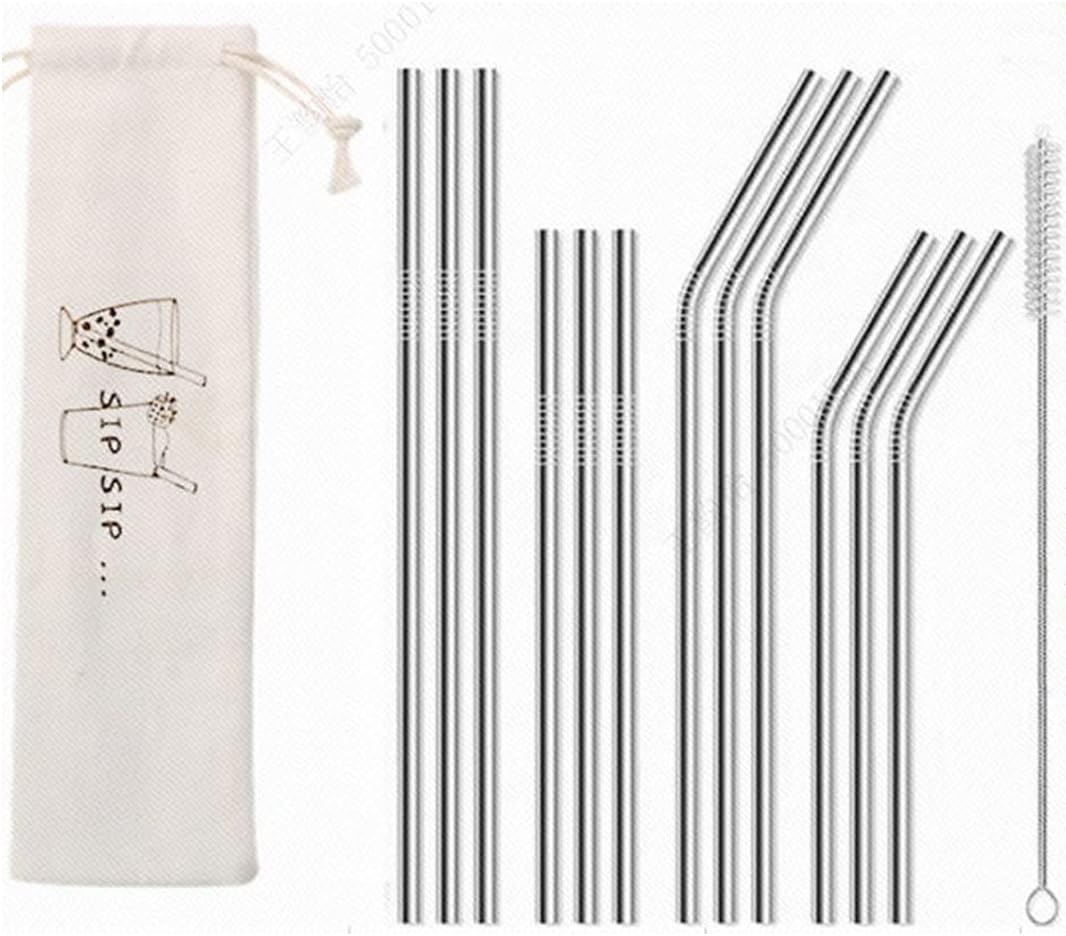 Amazon.com: MINISO 12 Pack Reusable Stainless Steel Metal Straws with ...
