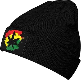 Marijuana Leaf Rasta Colors Dripping Mens Winter Beanie Hat Skate Cap ...