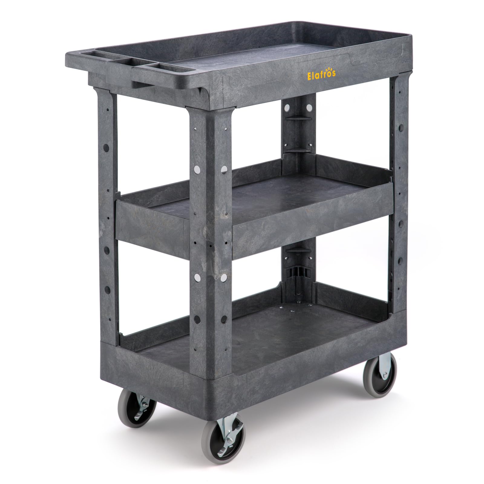 Snapklik.com : ELAFROS 3 Shelf Heavy Duty Plastic Utility Cart 34 X 17 ...
