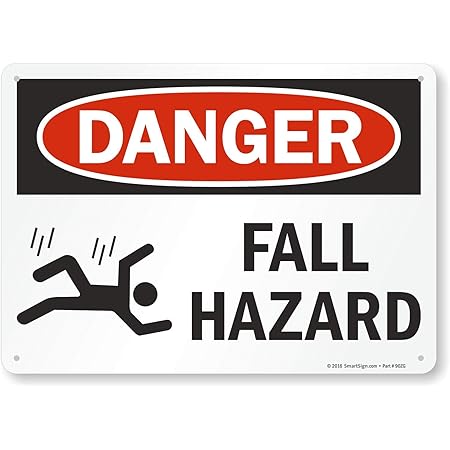 Amazon.com: SmartSign - U9-2104-NP_10x14 "Danger - Fall Hazard" Sign ...