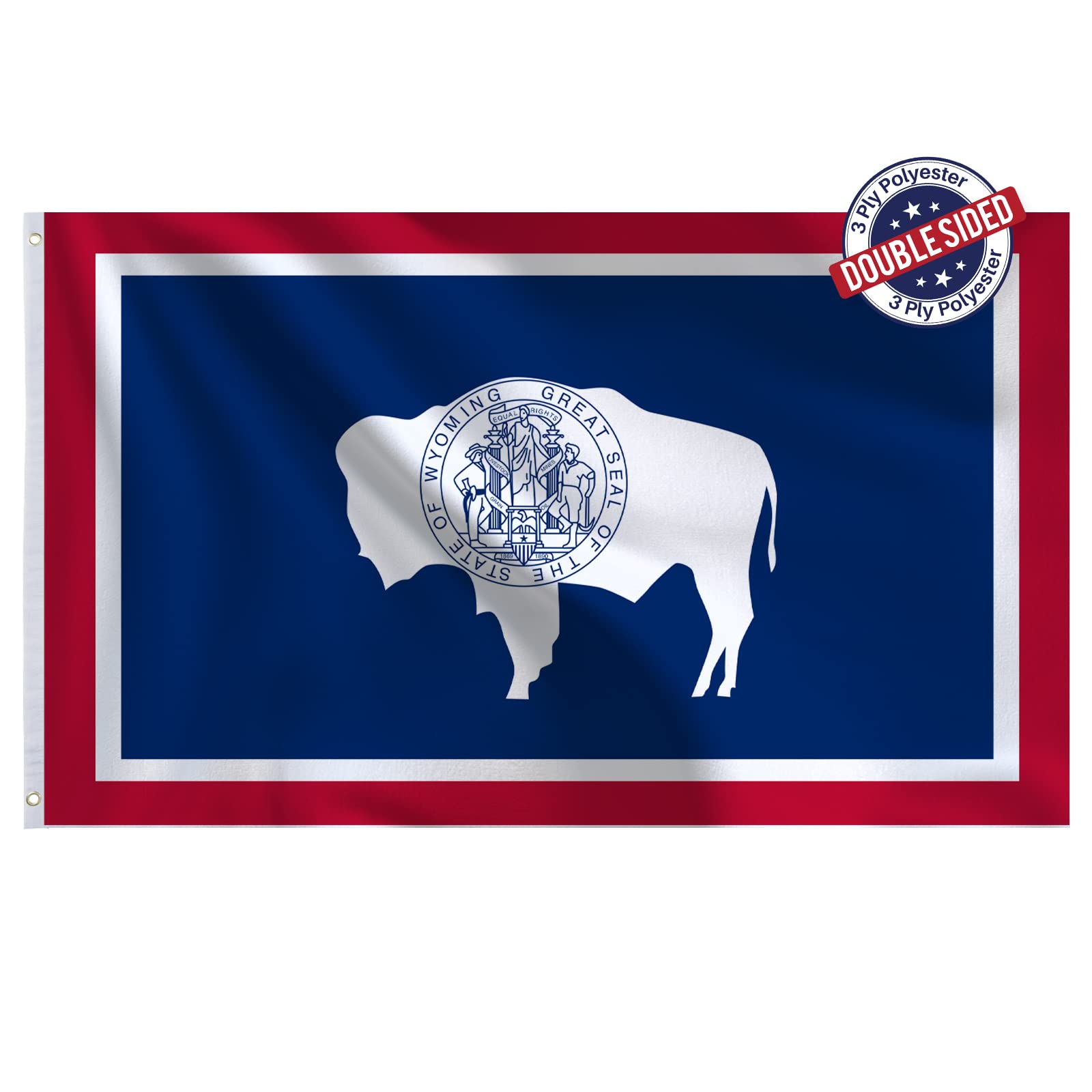 Amazon.com : Bradford Wyoming State Flag 3x5 feet Outdoor, 3 Ply Polyester Double Sided WY ...