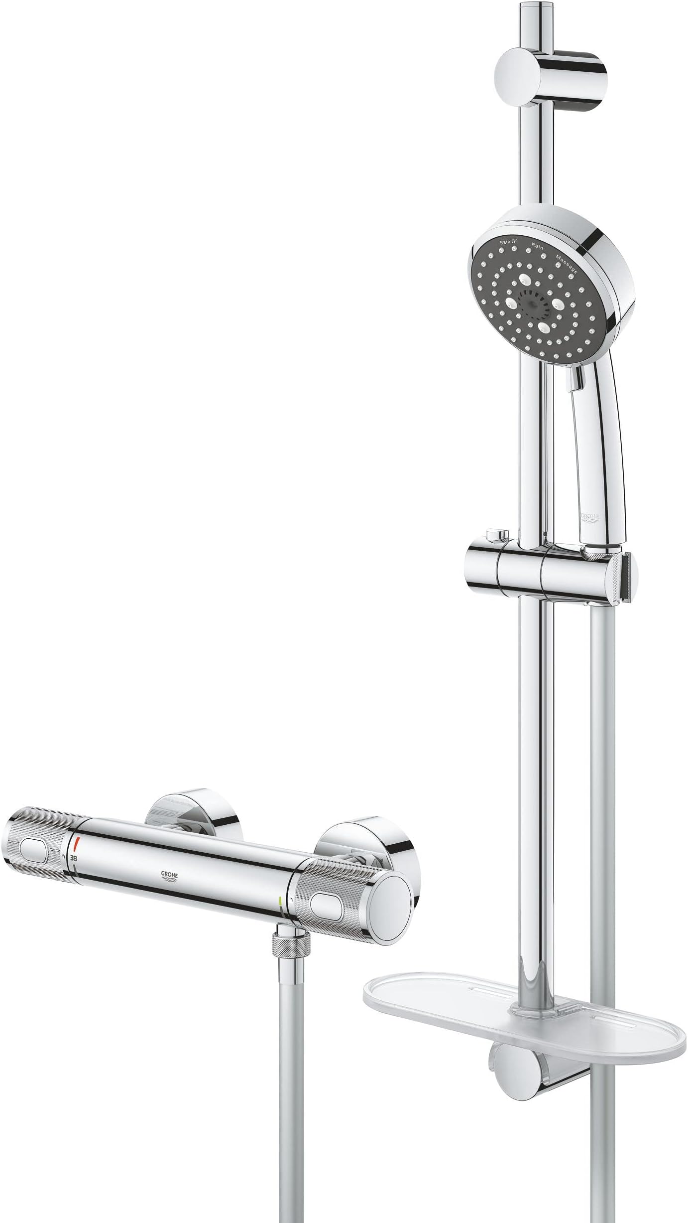 GROHE Grohtherm 800 Thermostatic Shower Mixer 1/2" with Shower Set ...